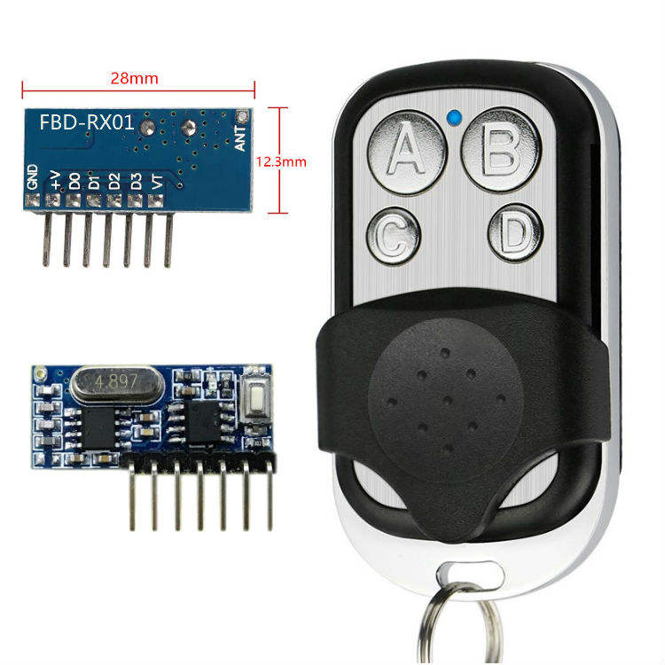 Qiachip 433 mhz metal 4 button wireless RF transceiver kit remote cont ...